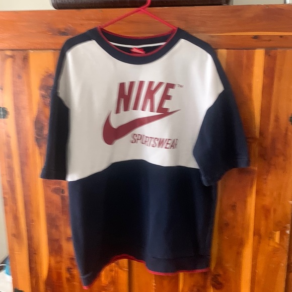 Shirts | Nike Red Tag Retro Font Short Sleeve Sweatshirt L | Poshmark